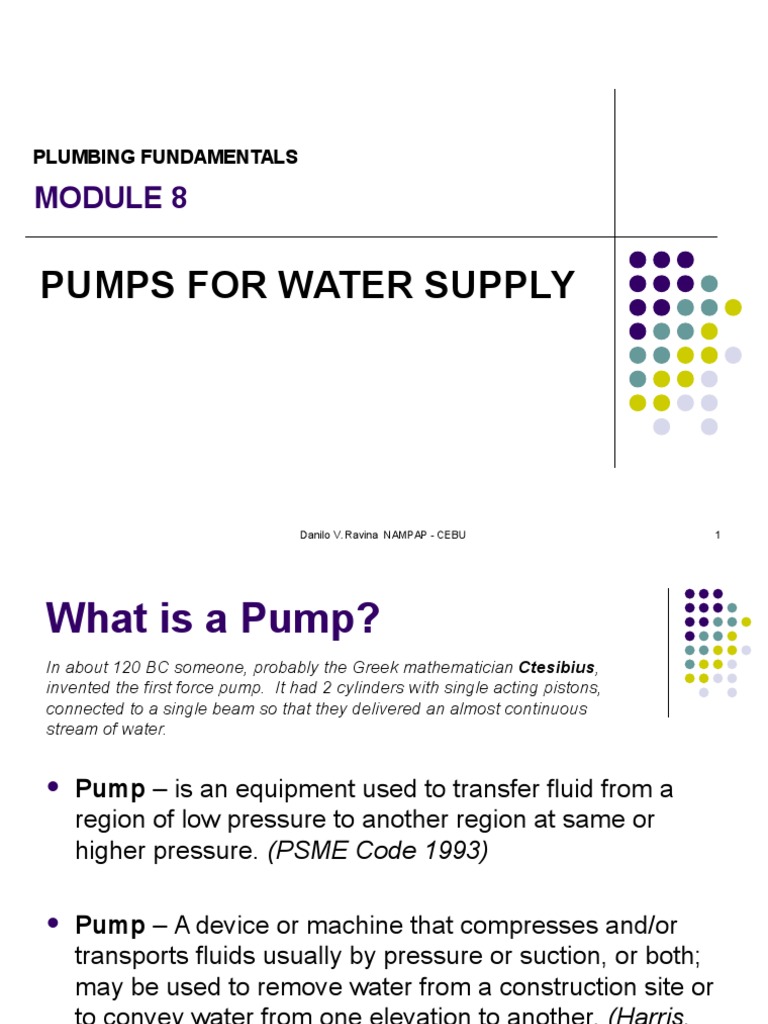 Module 8 Pumps For Water Supply 1 Revised | PDF | Pump | Continuum ...
