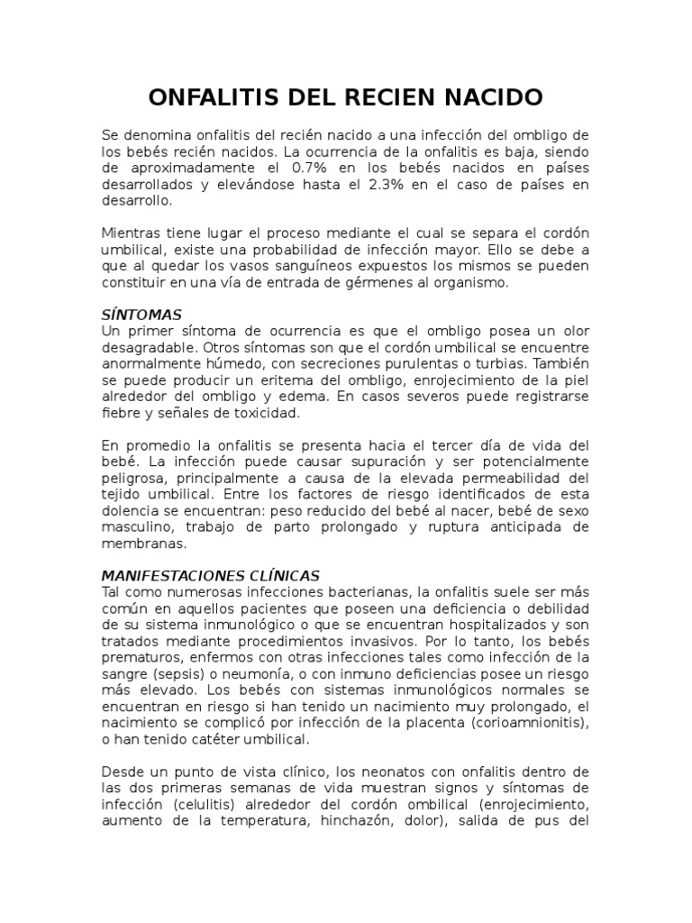 Onfalitis del recién nacido: causas, síntomas y tratamiento | PDF ...