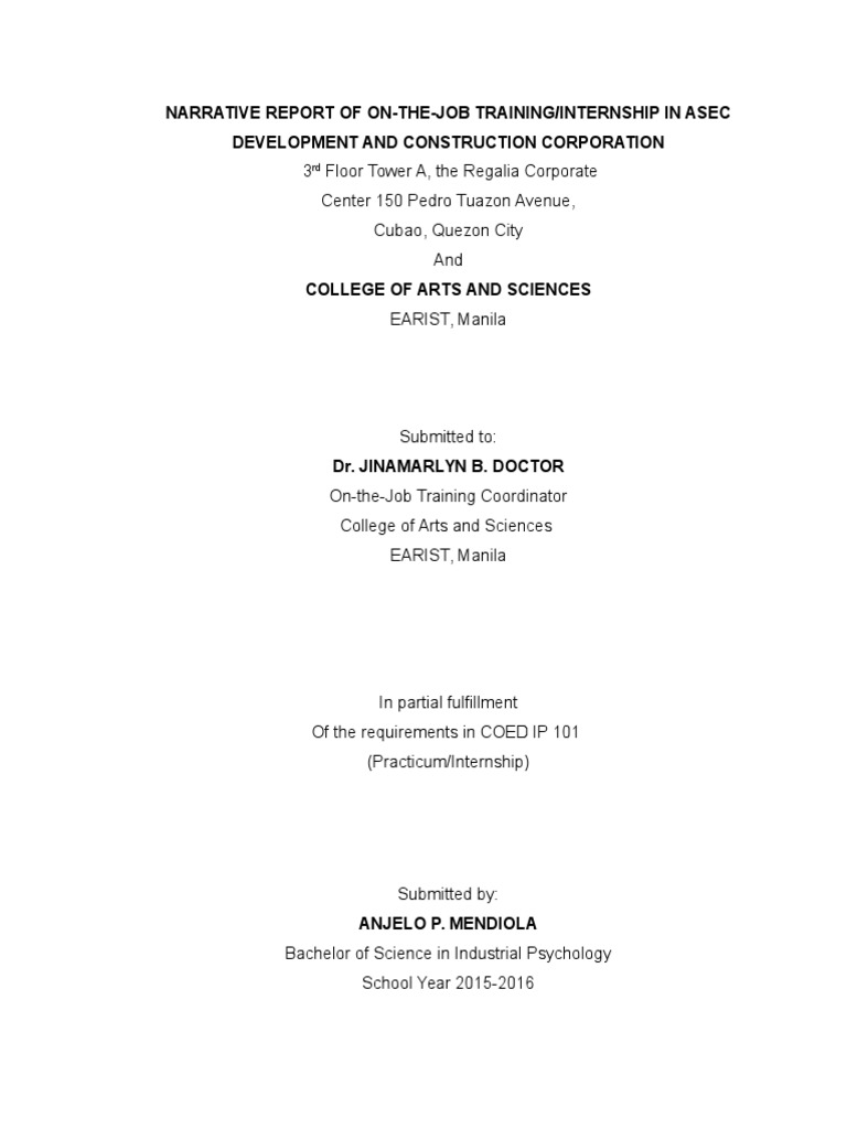 Preliminaries - OJT Requirements | PDF | Psychology