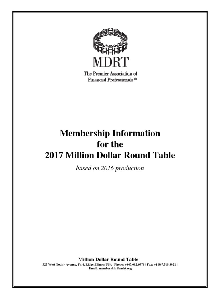 MDRT 2017 Membership Info | PDF | Life Insurance | Insurance