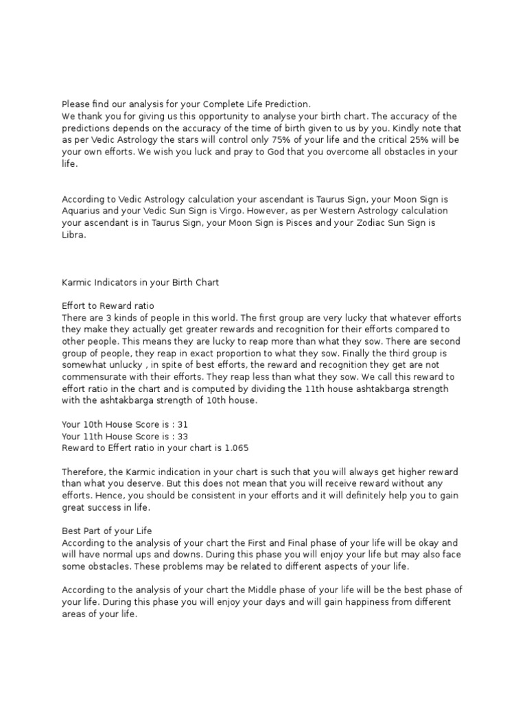 Complete Life Prediction | PDF | Astrological Sign | Planets In Astrology