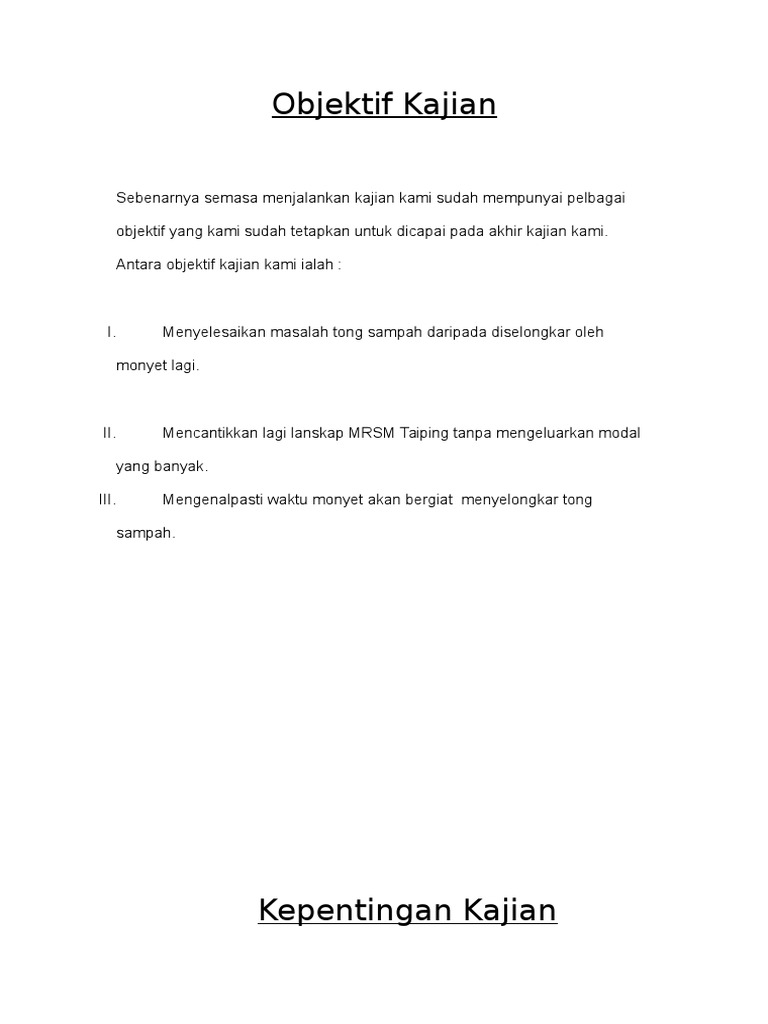 Objektif Kajian | PDF