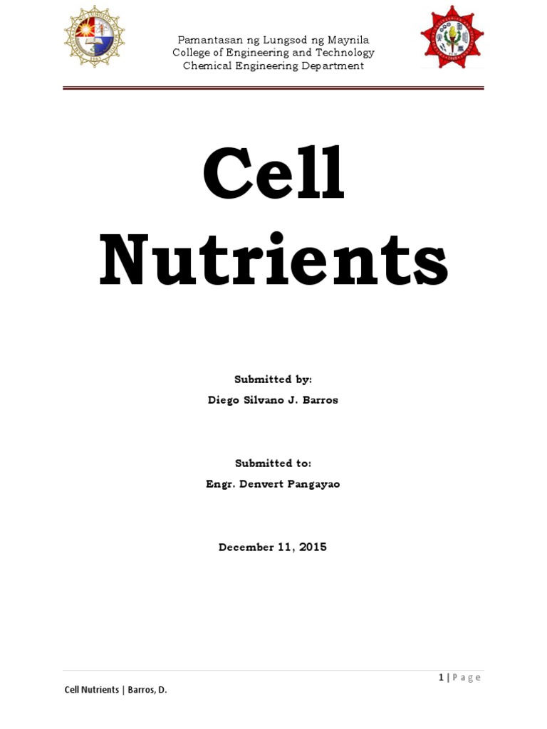Cell Nutrients | PDF | Growth Medium | Nutrients