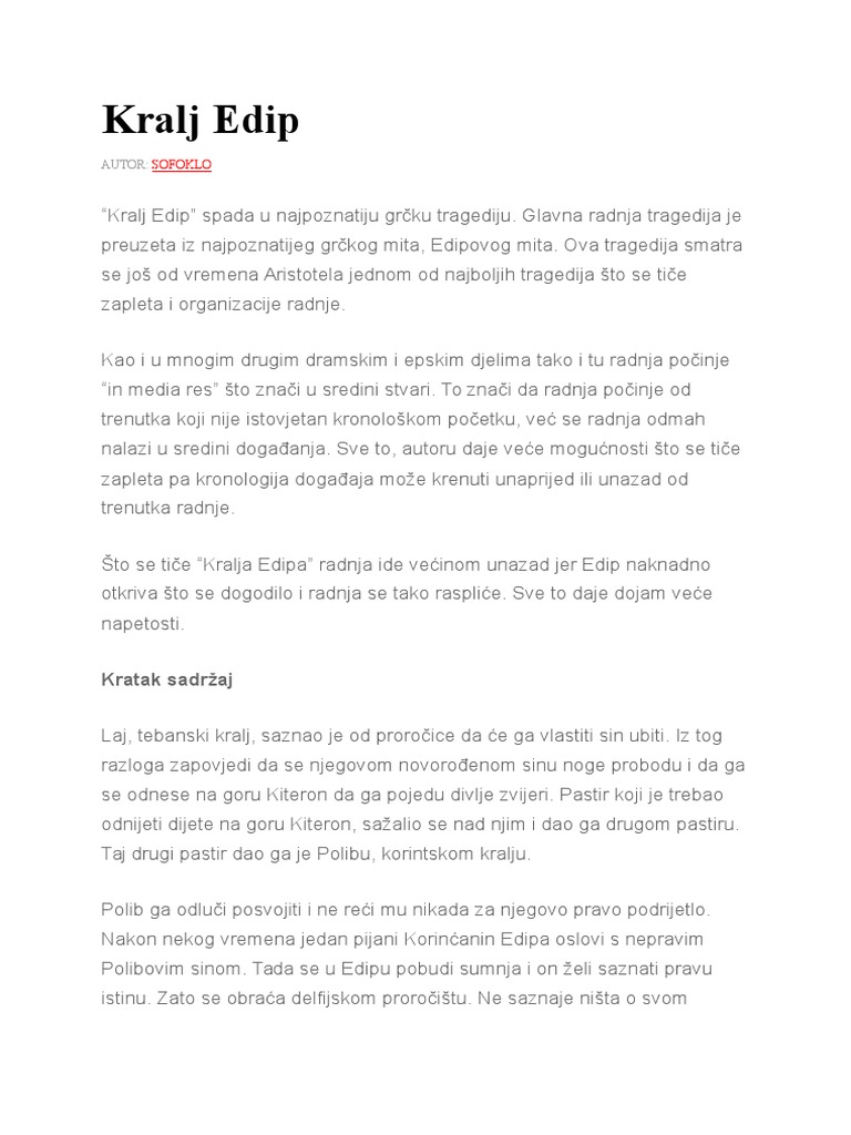 SOFOKLO - Kralj Edip | PDF