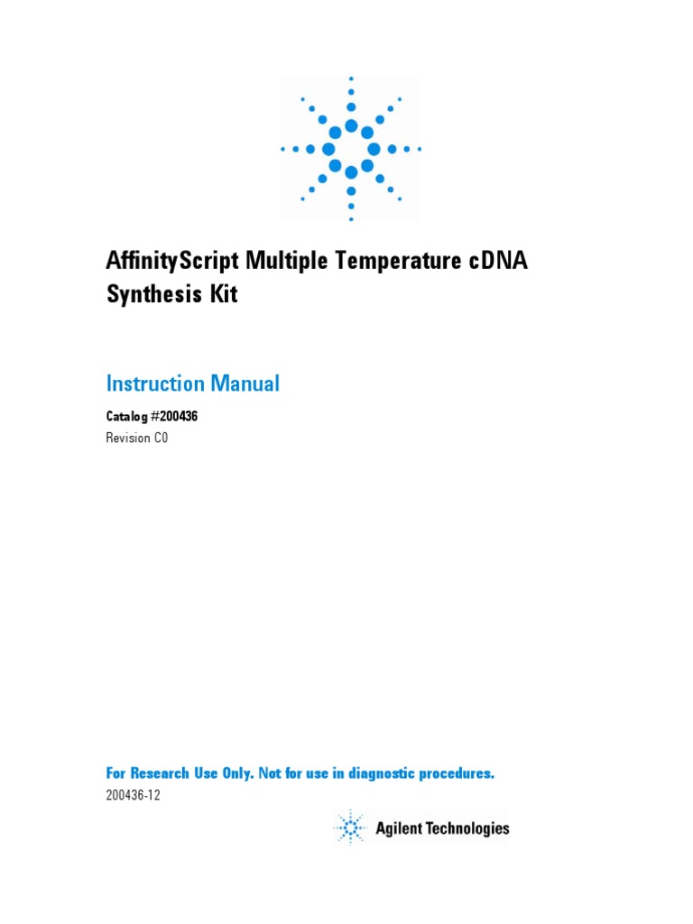 CDNA Synthesis Kit Agilent | PDF | Reverse Transcription Polymerase ...