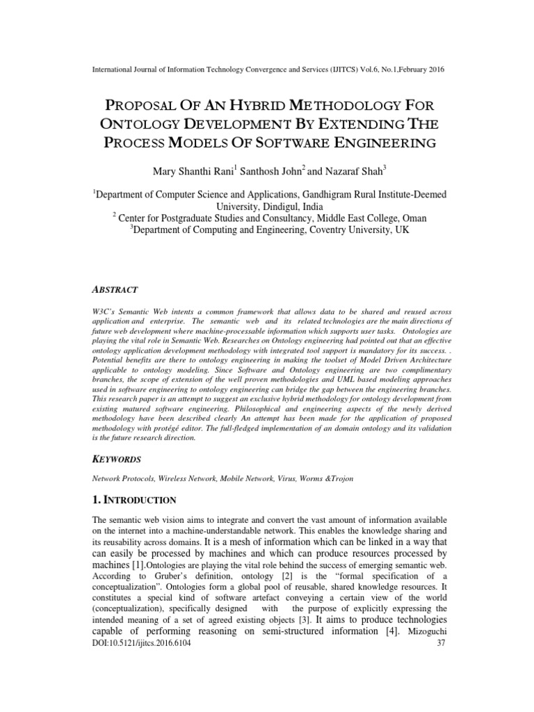 Proposal of An Hybrid Methodology For Ontology Development by Extending The Process Models of ...
