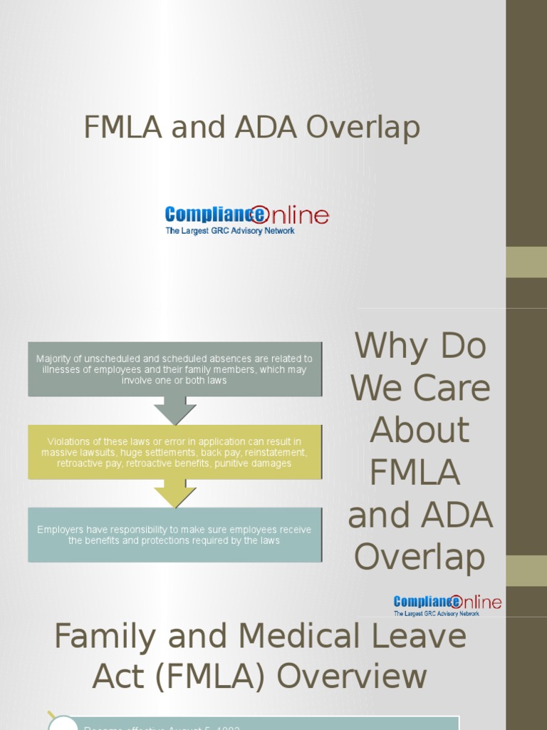 Fmla Ada Overlap | PDF | Family And Medical Leave Act Of 1993 | Americans With Disabilities Act ...