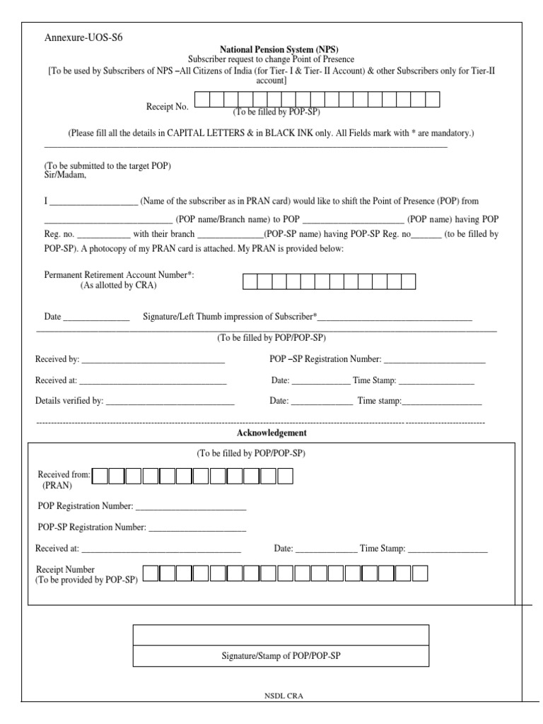 NPS Subscriber POP Change Request Form | PDF | Business | Finance ...