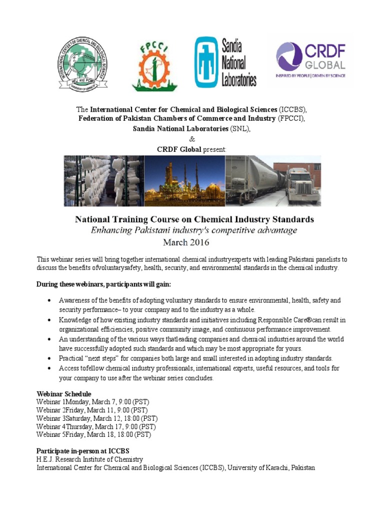 National Training Course On Chemical Industry Standards - Flyer | PDF ...