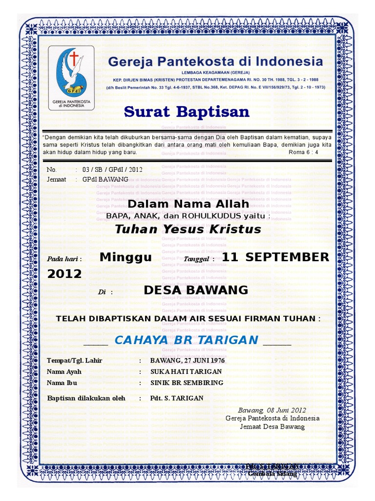 Surat Baptisan 2 | PDF