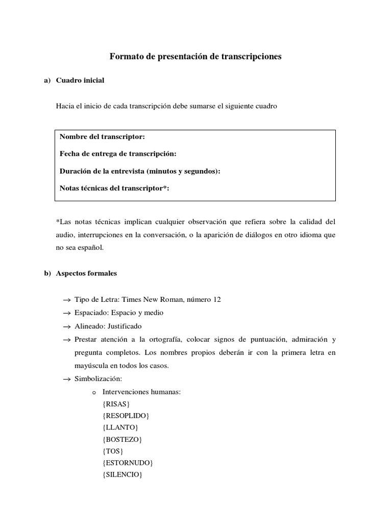 Formato Transcripciones | PDF