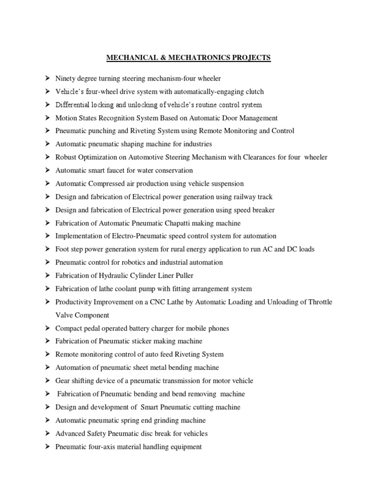 Mechanical & Mechatronics Projects | PDF | Machines | Automatic ...