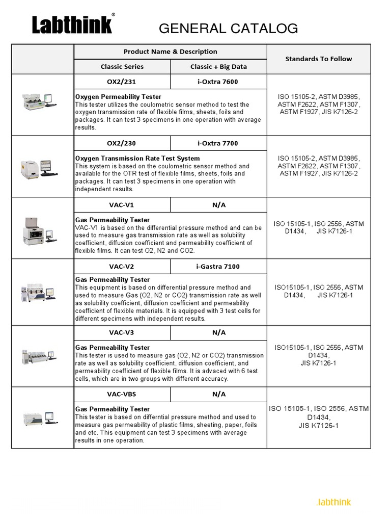 General Catalog LABTHINK | PDF | Ultimate Tensile Strength | Friction