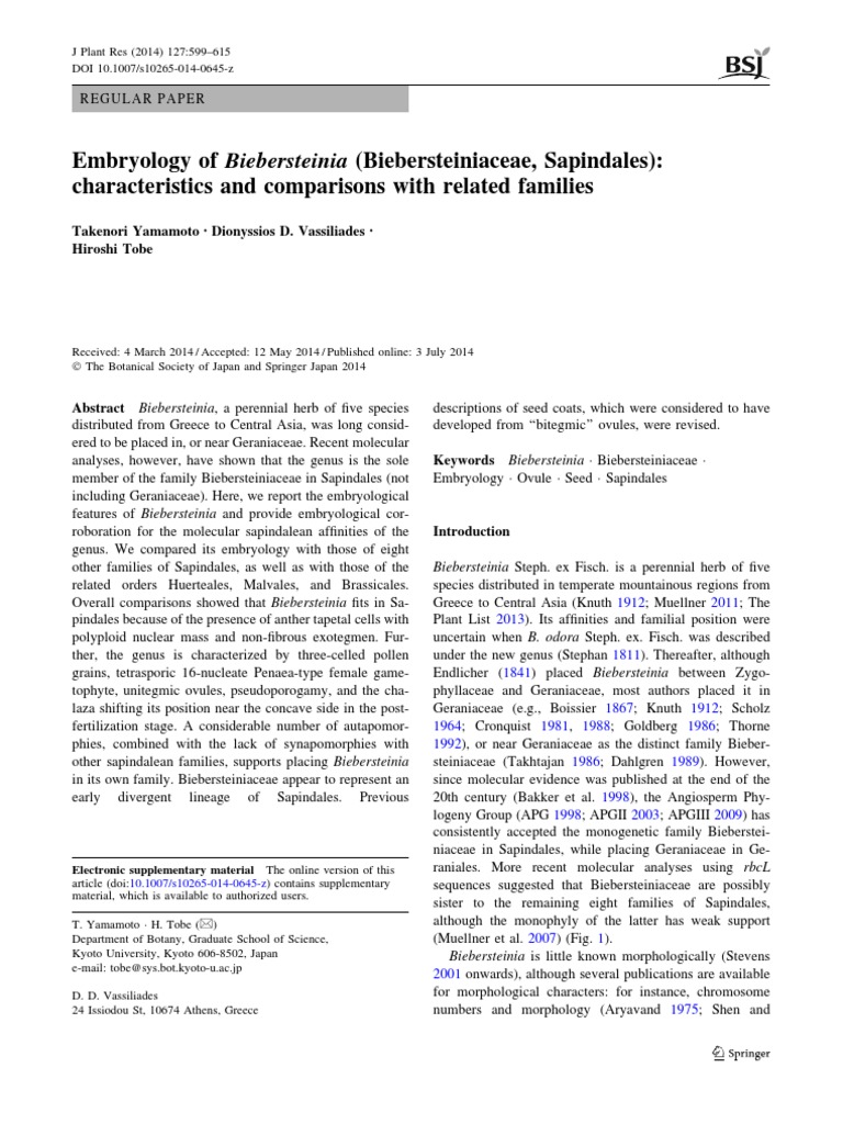 Embryology of Biebersteinia Insights | PDF | Seed | Plant Morphology