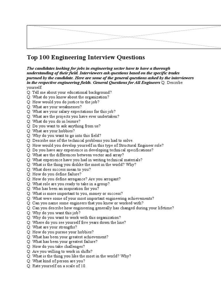 Top 100 Engineering Interview Questions | PDF | Science And Technology ...