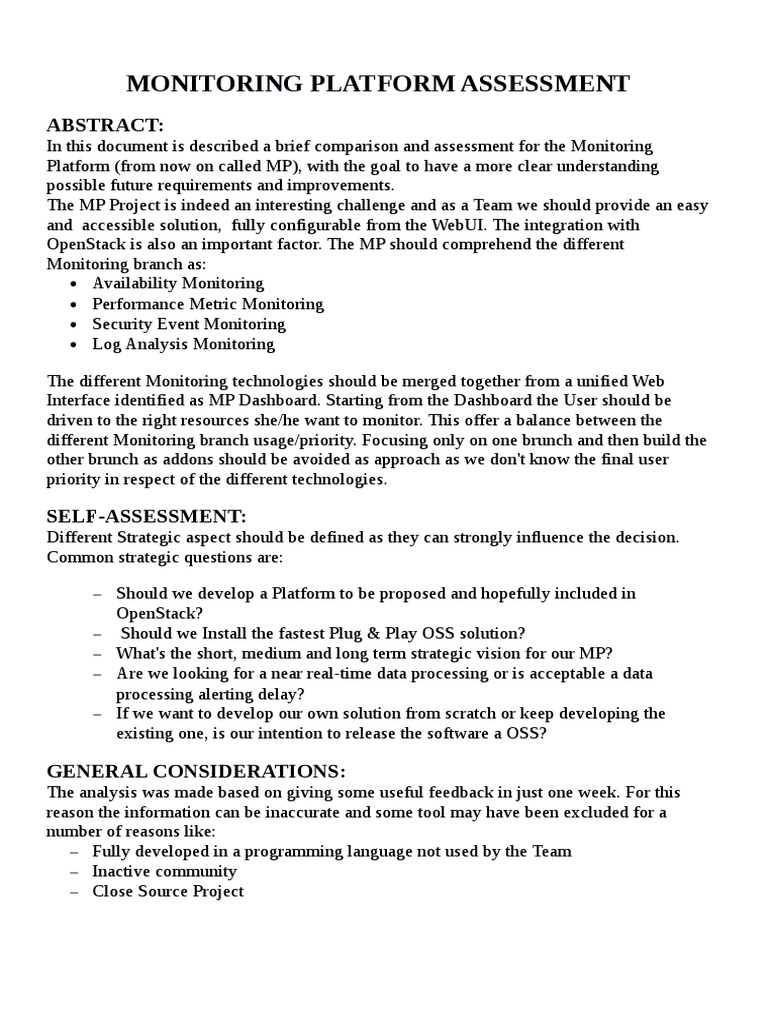 Monitoring Platform Requirements | PDF | Open Stack | Application ...
