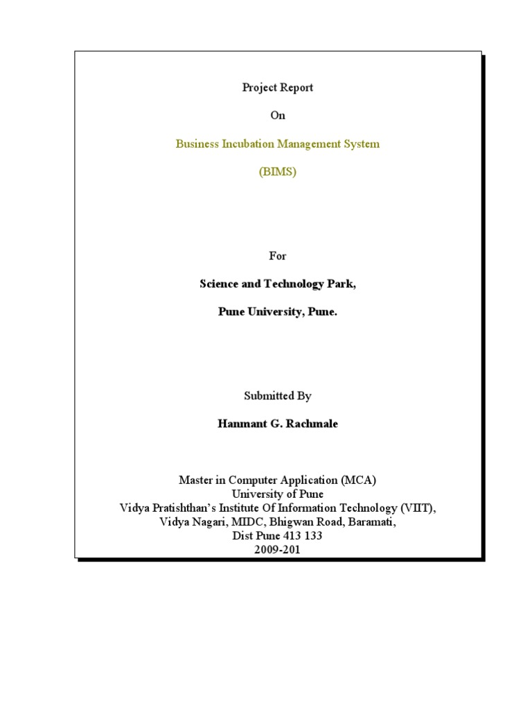 Project Start Page - Business Incubation Management System | PDF | Use ...