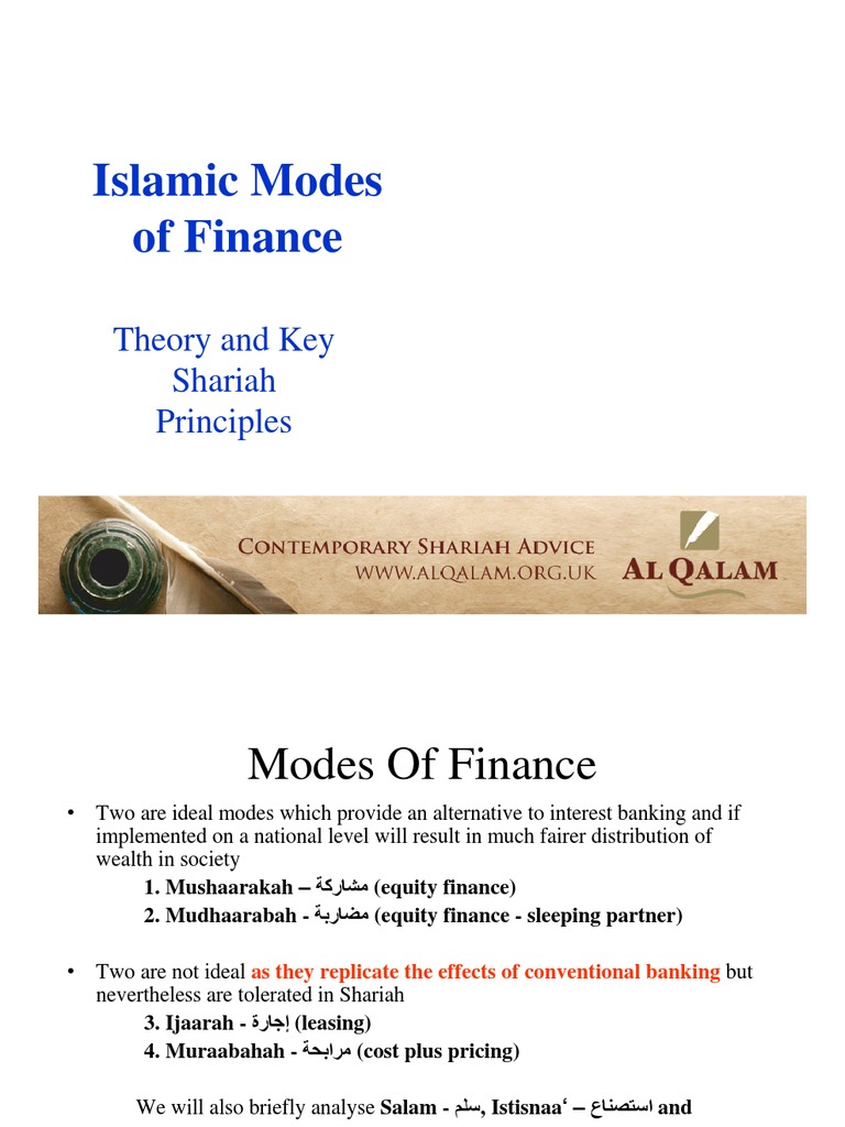 Islamic Financing Modes and Principles | PDF | Lease | Renting