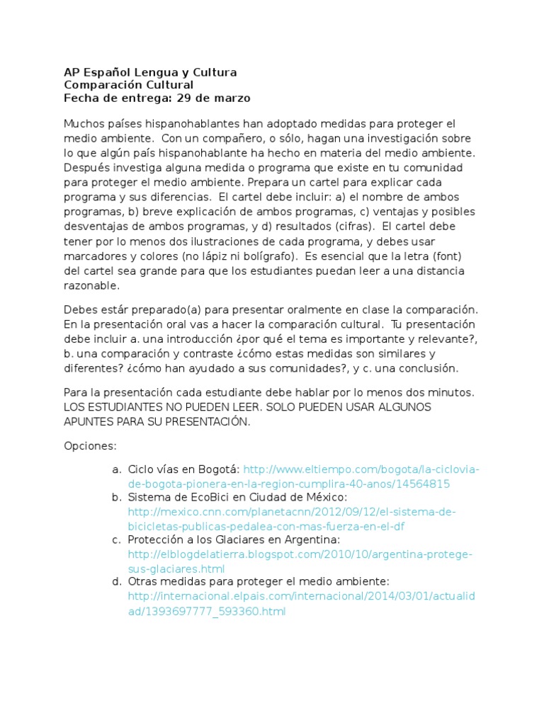 Comparacion Cultural | Descargar gratis PDF | Lengua española | Lingüística