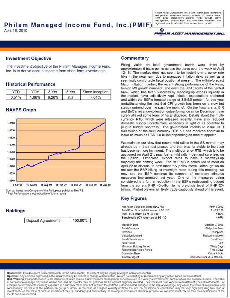 Philam Managed Income Fund, Inc. (PMIF) : Investment Objective ...