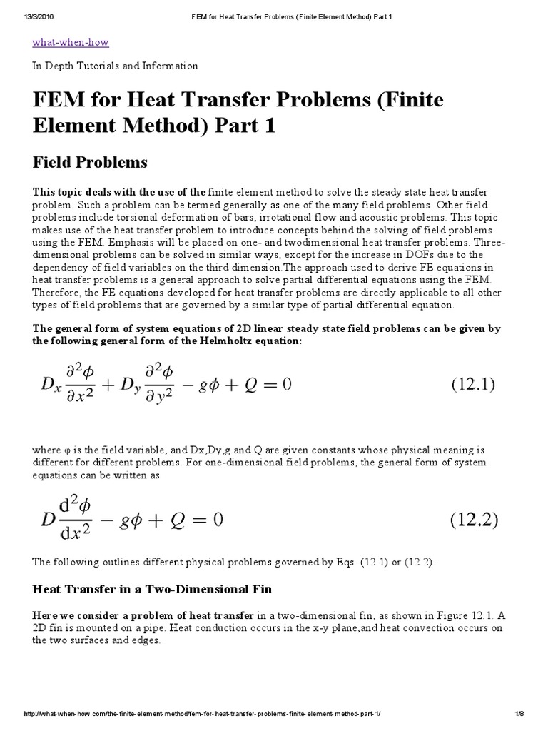 FEM For Heat Transfer Problems (Finite Element Method) Part 1 ...