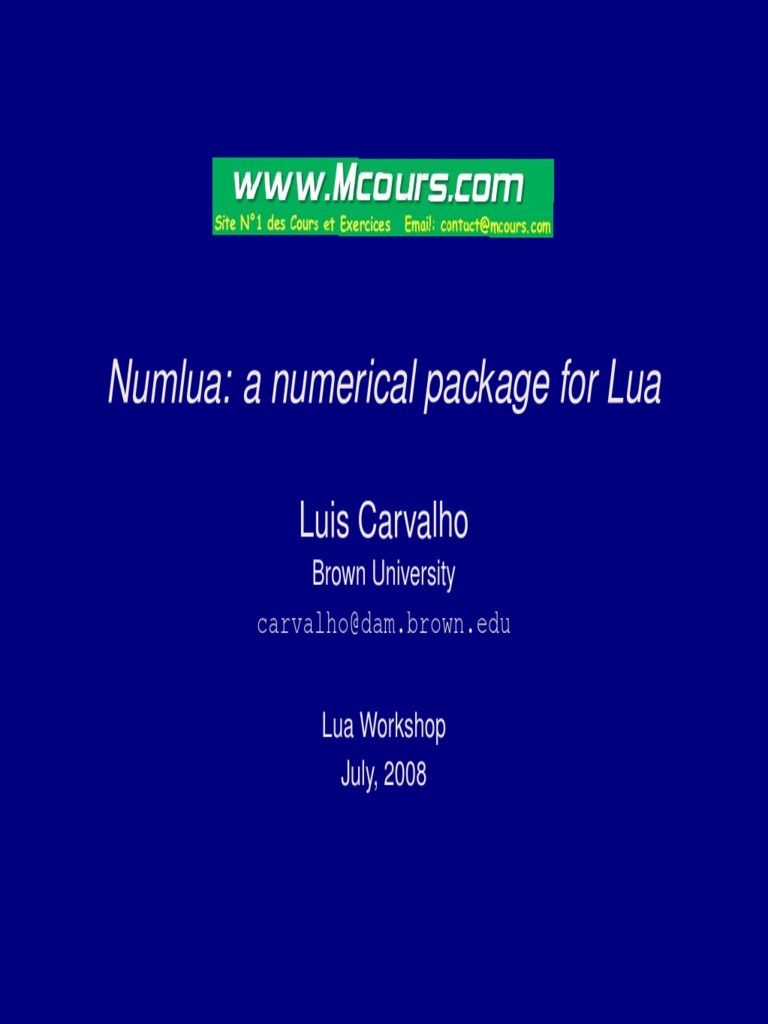 Numlua Anumerical Packagefo Lua | PDF | Matrix (Mathematics) | Subroutine