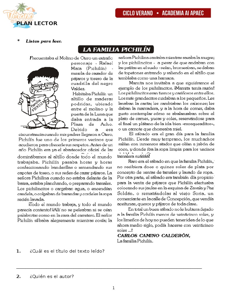 Lectura La Familia Pichilin