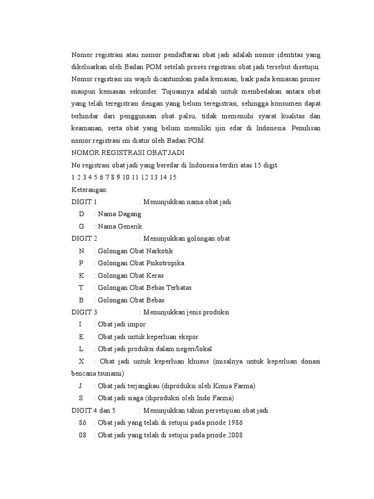 Peraturan No Reg Dan No Batch Dalam Sediaan Obat | PDF