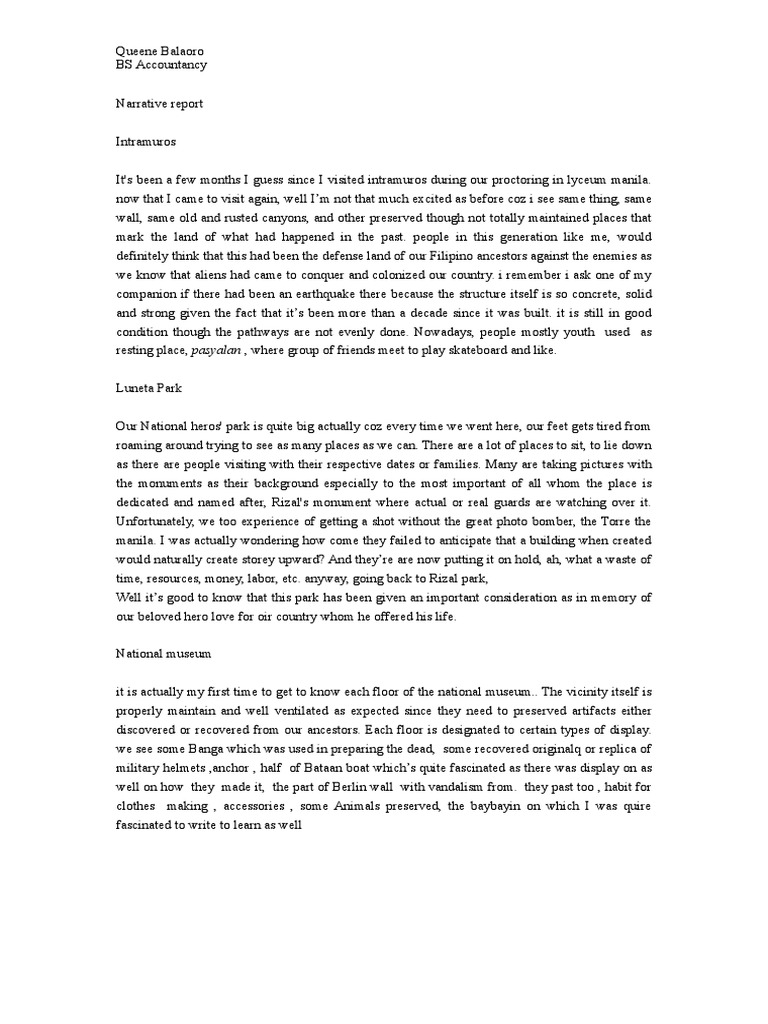 Narrative Report | PDF