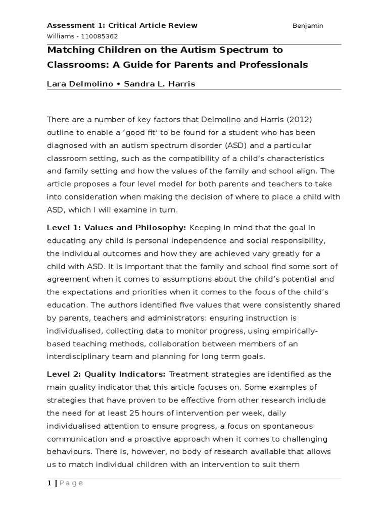 Inclusive Education Assignment 1 | PDF | Autism Spectrum | Inclusion ...