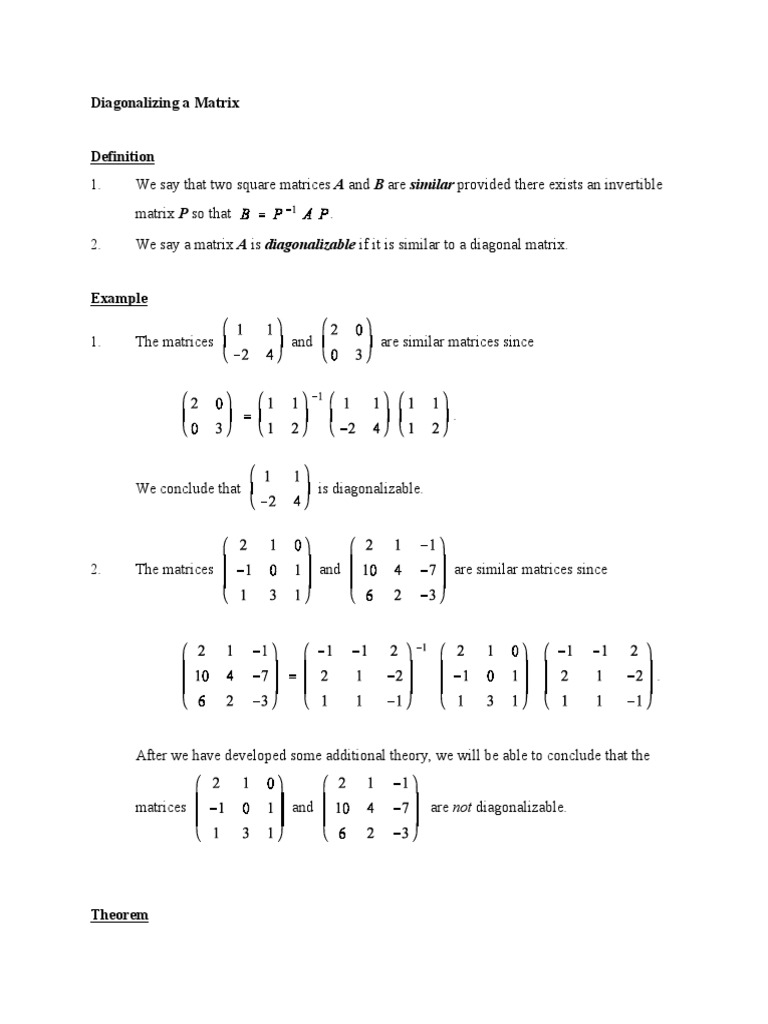 Diagonal Matrix | PDF | Eigenvalues And Eigenvectors | Matrix (Mathematics)