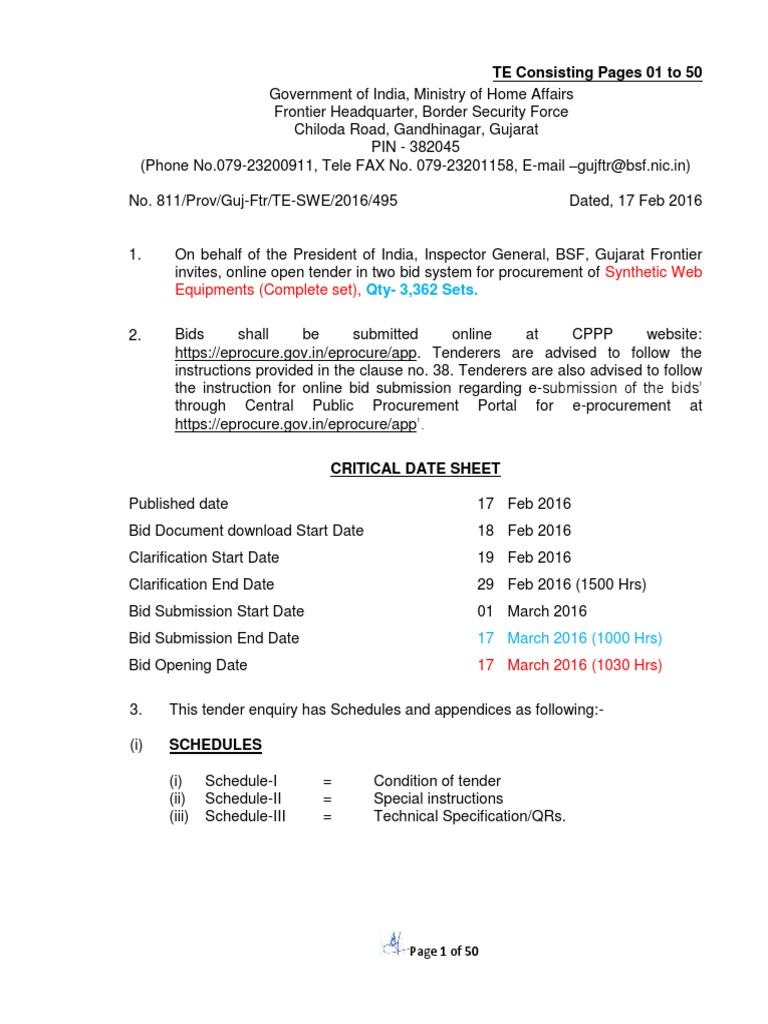 View Tendonline Open Tender in Two Bid System For Procurement of ...