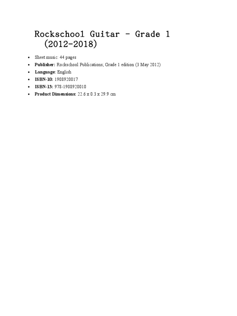 Rockschool Guitar - Grade 1 (2012-2018) | PDF | Games & Activities