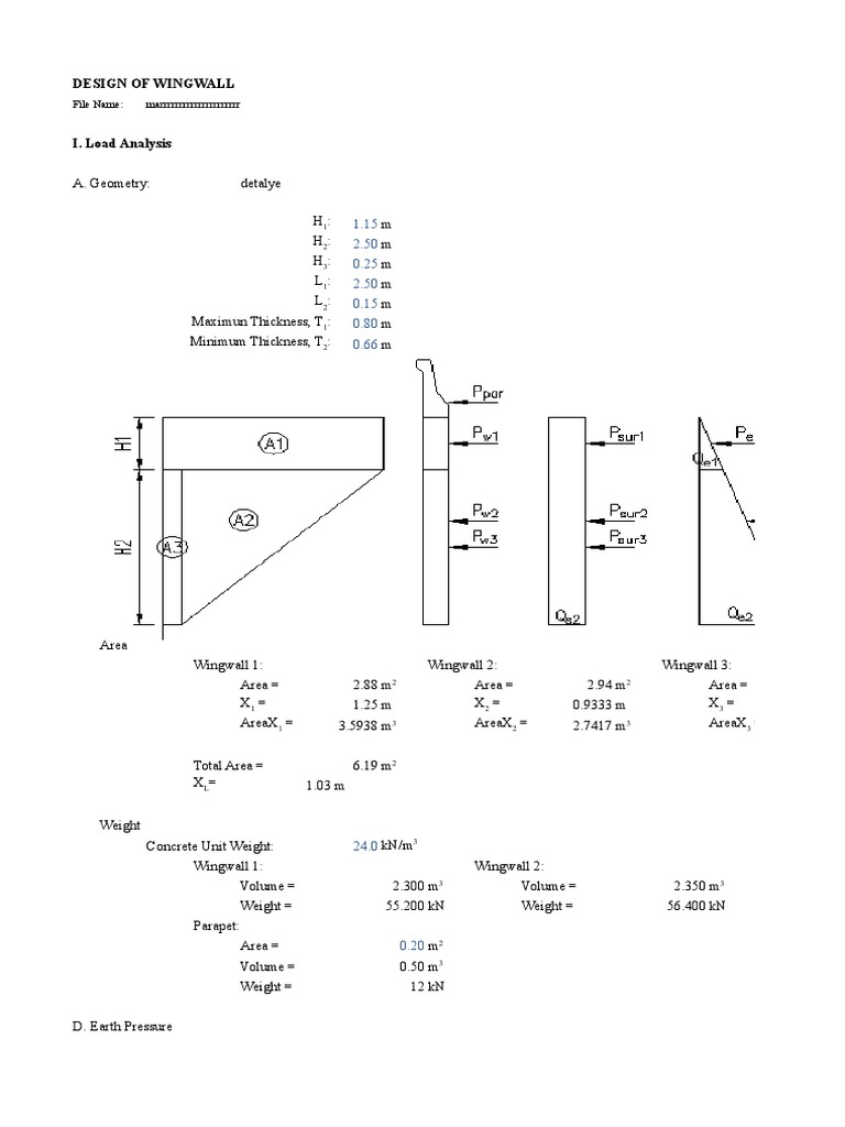 Design of Wingwall | Slope | Strength Of Materials