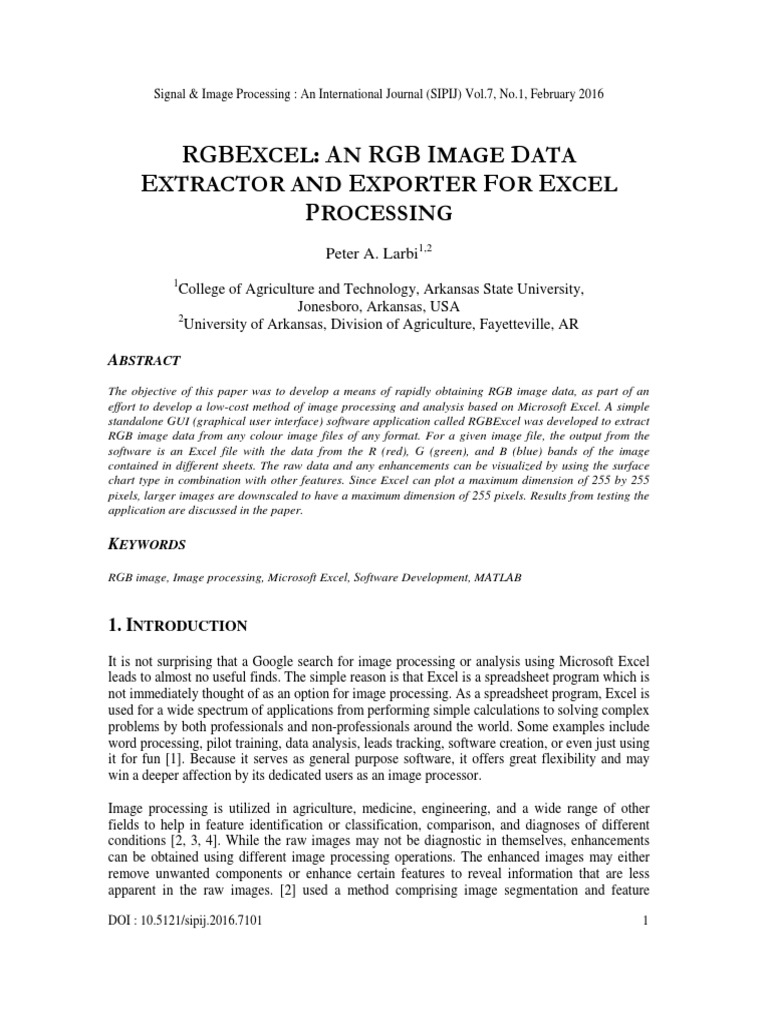 Rgbexcel: An RGB Image Data Extractor and Exporter For Excel Processing ...