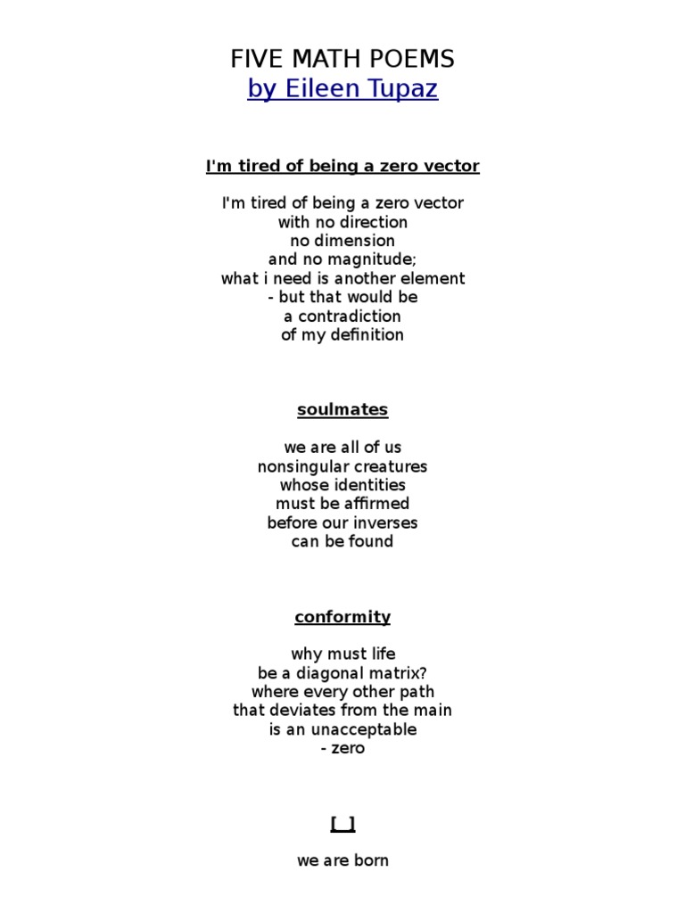 Five Poems on Mathematics | PDF