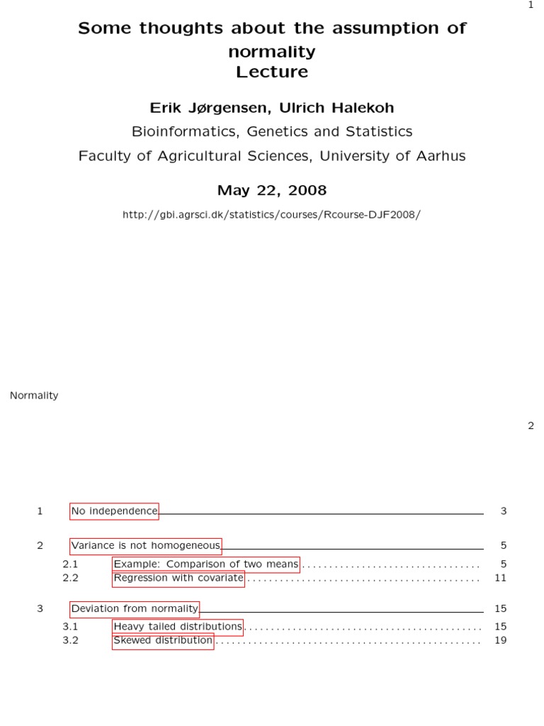 Some Thoughts About The Assumption of Normality | PDF | Standard Error | Errors And Residuals
