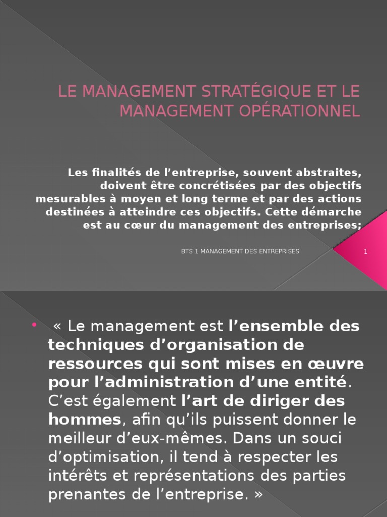 Le Management Strategique Et Le Management Operationnel | PDF ...