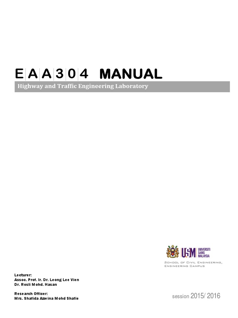 Lab Manual Highway & Traffic | PDF | Percentile | Road Surface