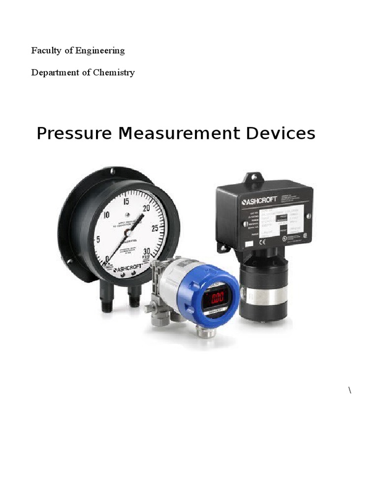 Pressure Measurement Devices in Chemistry | PDF | Technology & Engineering
