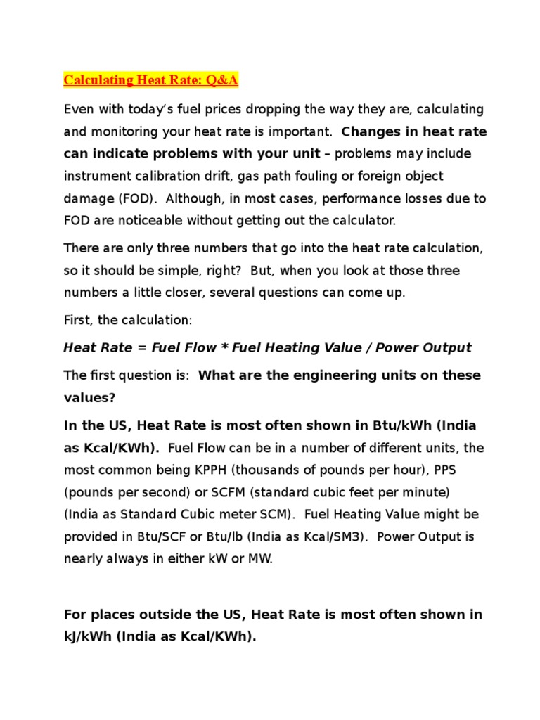 Calculating Heat Rate | PDF | Natural Gas | Kilowatt Hour