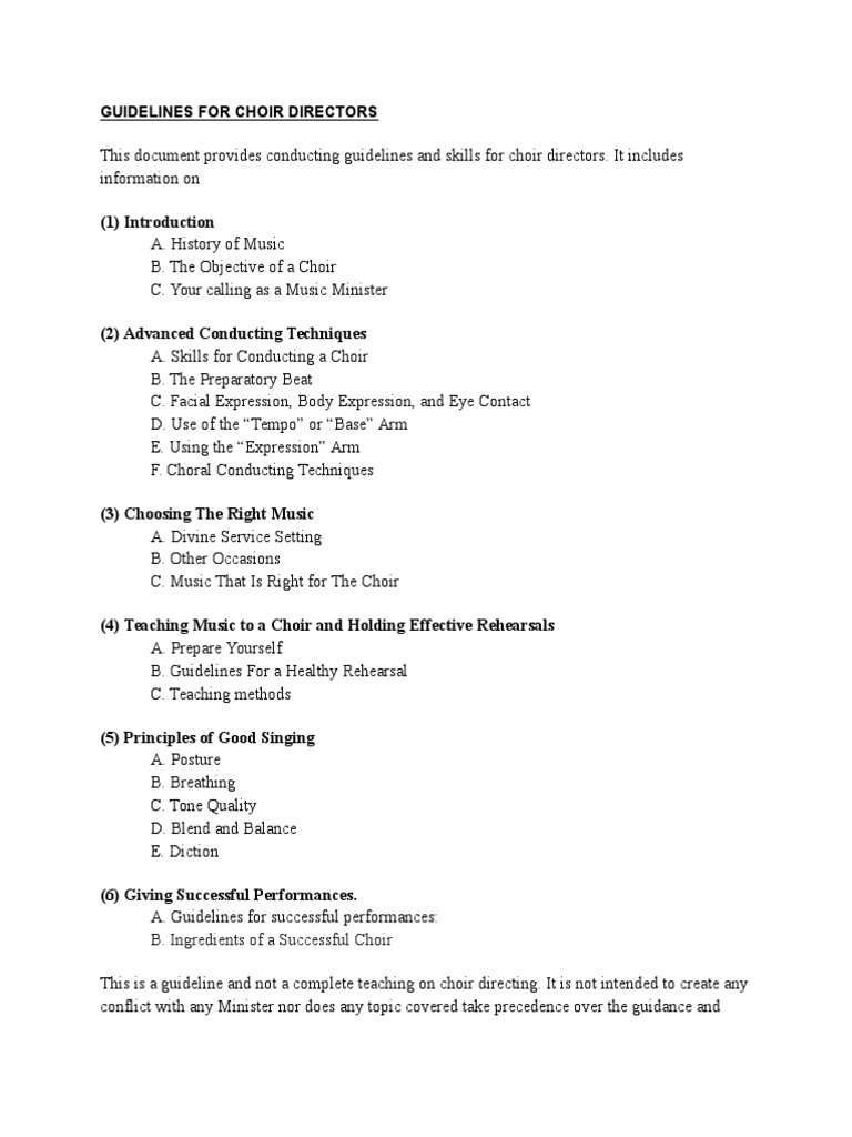 Choir Director Conduct Course | PDF | Singing | Conducting