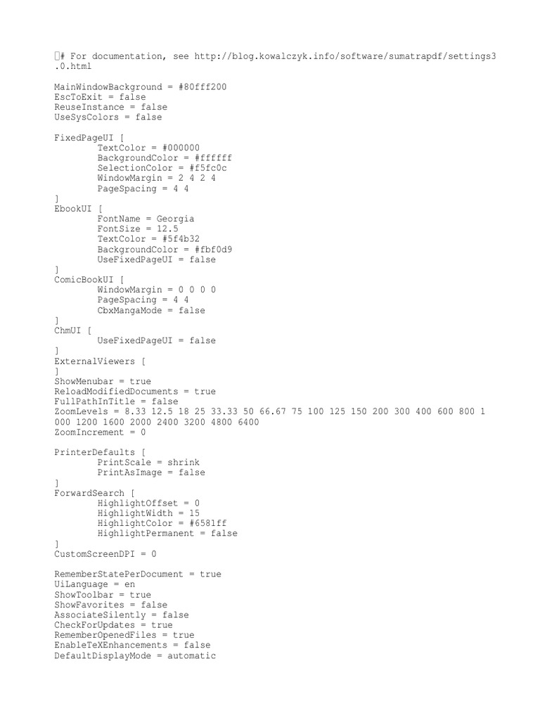 SumatraPDF Settings | PDF | Web Development | Text SumatraPDF Settings | PDF | Web Development | Text