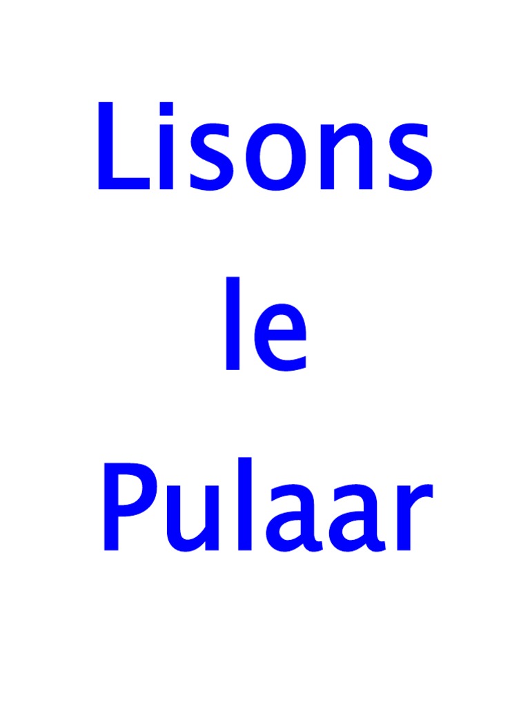Lisons Le Pulaar | PDF | Orthographie | Langues d'Afrique