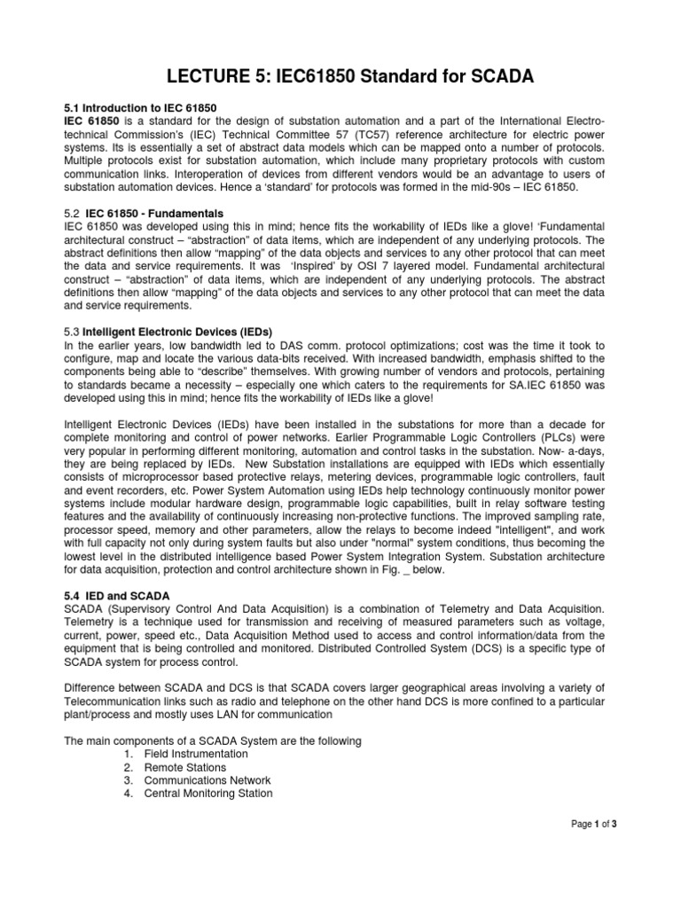 LECTURE 5: IEC61850 Standard For SCADA | PDF | Scada | Programmable ...