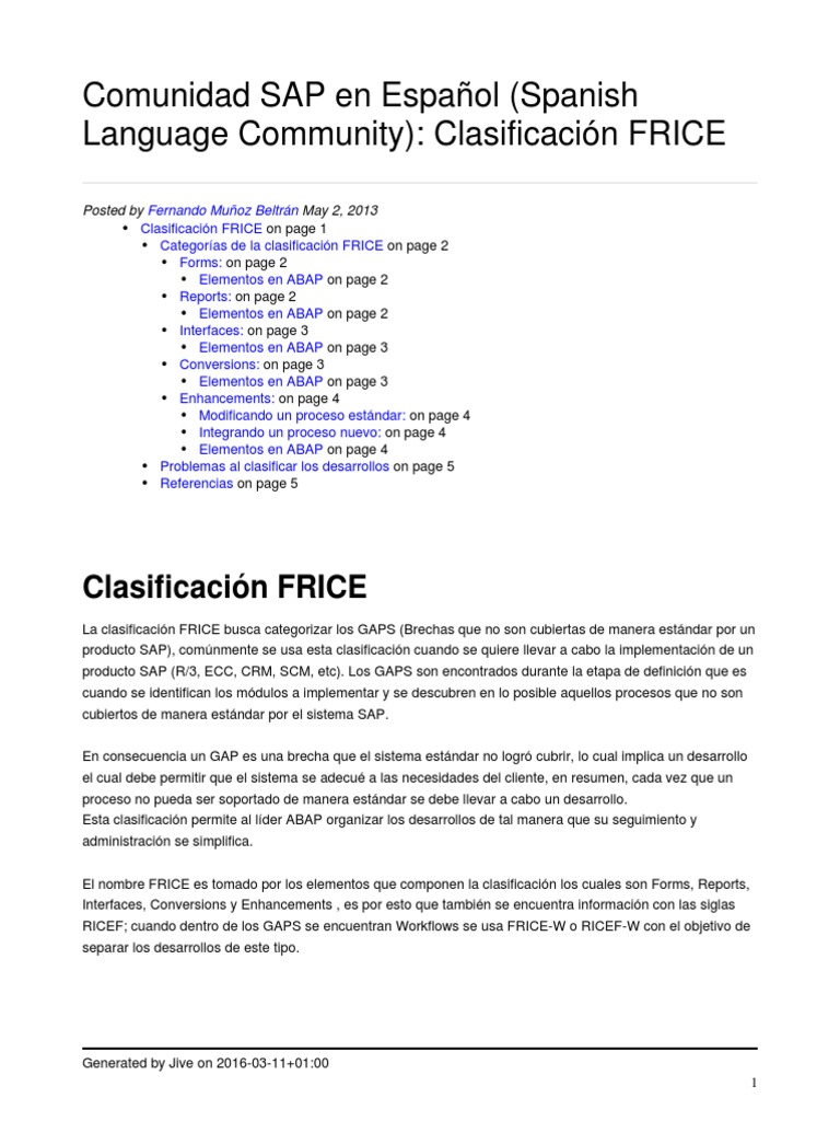Clasificación Frice | PDF | Sap Se | Programación de computadoras