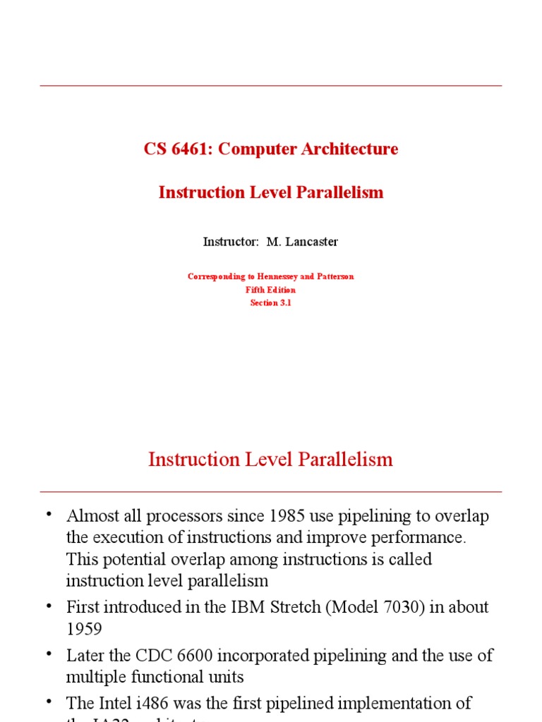 CS 6461: Computer Architecture Instruction Level Parallelism | PDF | Parallel Computing ...
