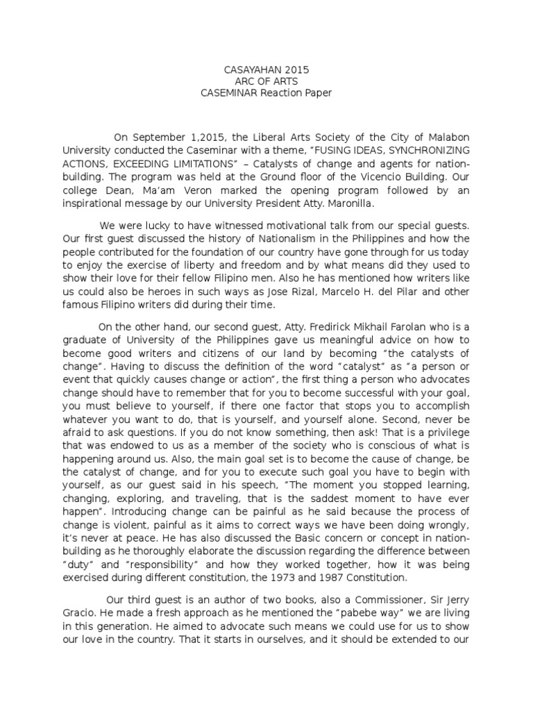 Example of Reaction Paper | PDF | Liberty | Philippines
