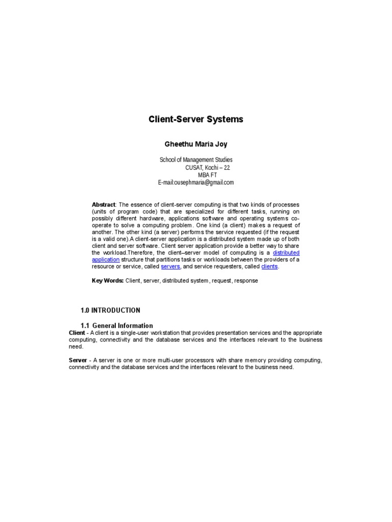 Client Server Systems | PDF | Client–Server Model | Peer To Peer