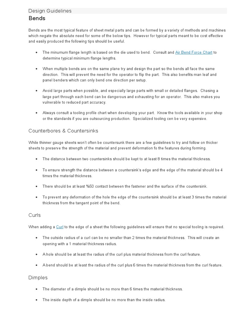 Sheetmetal Design Guidelines | PDF | Sheet Metal | Metalworking